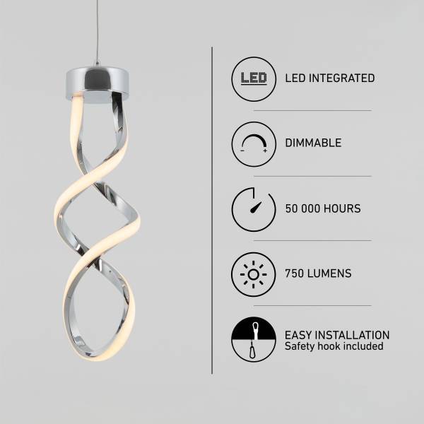 Mini Swirl Integrated LED Pendant Light Chrome | Artika | Artika