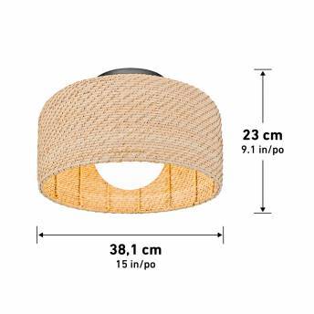 Emiko LED flush mount light 5 CCT black and rattan | Artika