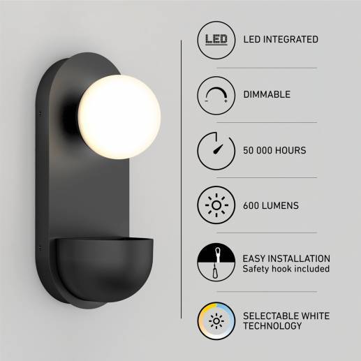 Bloomfield LED mid-century wall sconce 5 CCT black | Artika