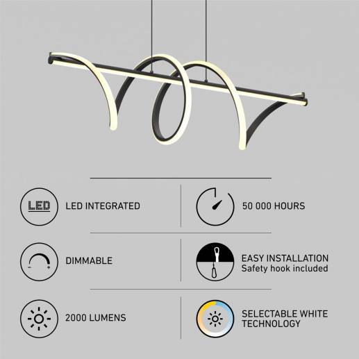 Coda modern LED pendant light 5 CCT black | Artika