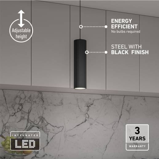Groove Integrated LED Pendant Light 3CCT Black | Artika