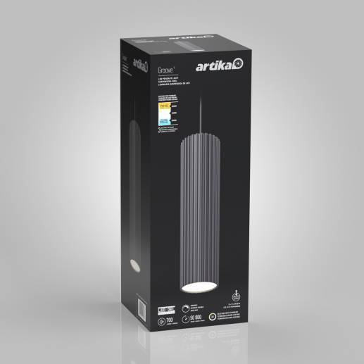 Groove Integrated LED Pendant Light 3CCT Black | Artika