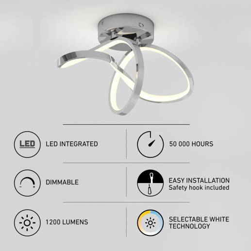 Loop modern LED flush mount light 3 CCT chrome | Artika