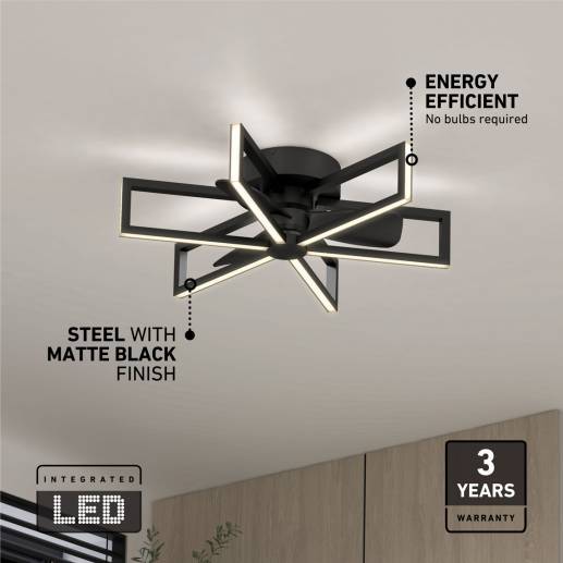 Swirl 26 in. LED ceiling fan 3 speeds w. remote | Artika