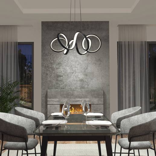 Swirl Ribbon Integrated LED Pendant Light Black | Artika