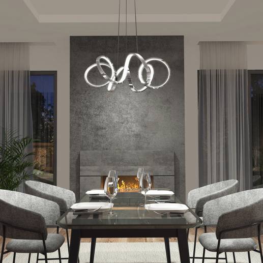 Swirl Ribbon Integrated LED Pendant Light Chrome | Artika