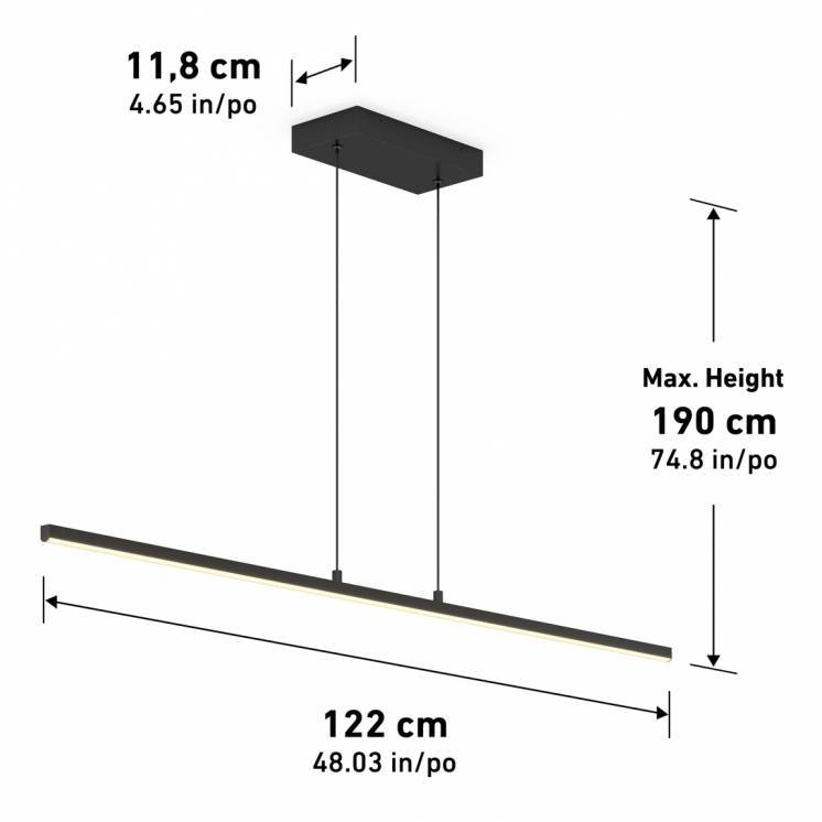 Delta Linear LED Pendant 48IN 3CCT Black | Artika | Artika