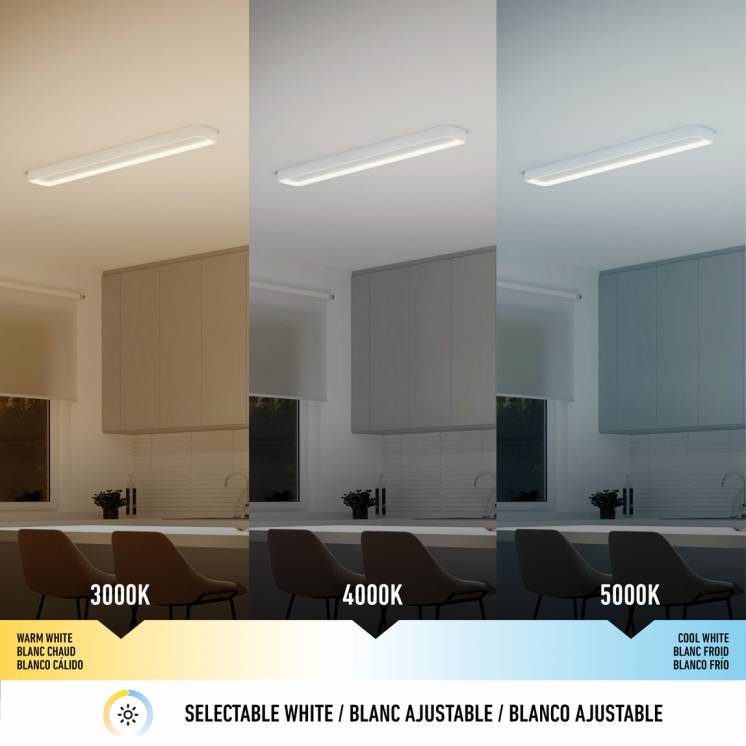 Aiden 48 in. LED Flush Mount Light 5 CCT White | Artika