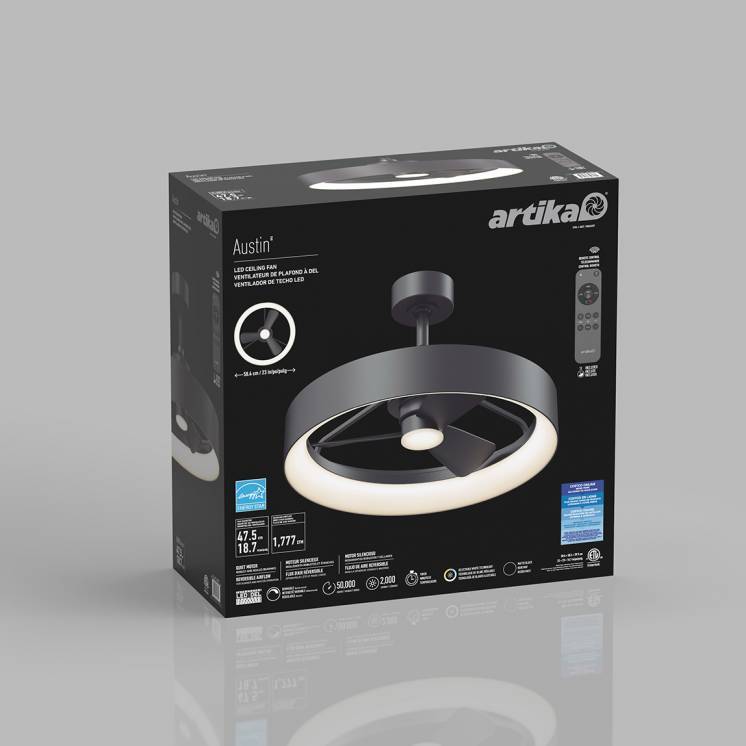 Austin 23 in. LED modern black ceiling fan | Artika