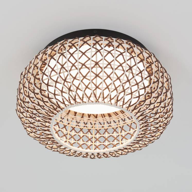 Benson 15 in. LED flush mount light 5 CCT black and rattan | Artika