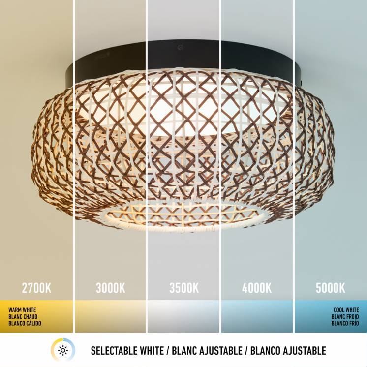 Benson 15 in. LED flush mount light 5 CCT black and rattan | Artika