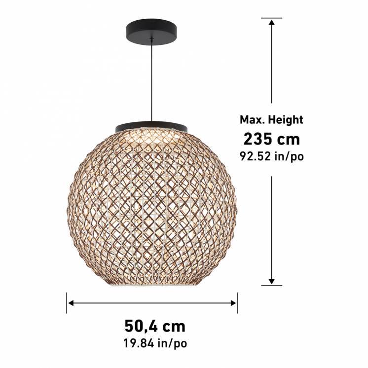 Benson LED pendant light 5 CCT black and rattan | Artika