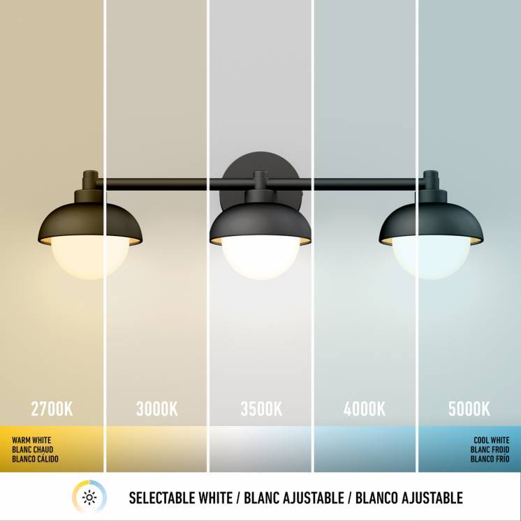 Boden LED mid-century bathroom vanity light 5 CCT black | Artika