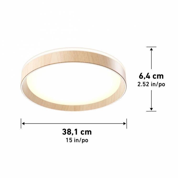 Callisto 15 in. LED flush mount light 5 CCT wood effect | Artika