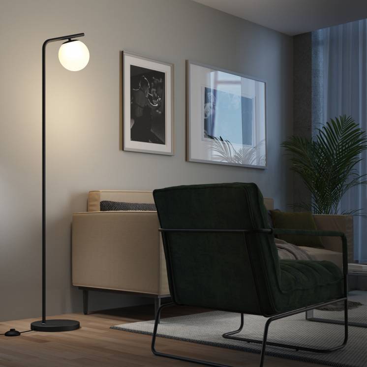 Clayton dimmable LED mid-century floor lamp black | Artika