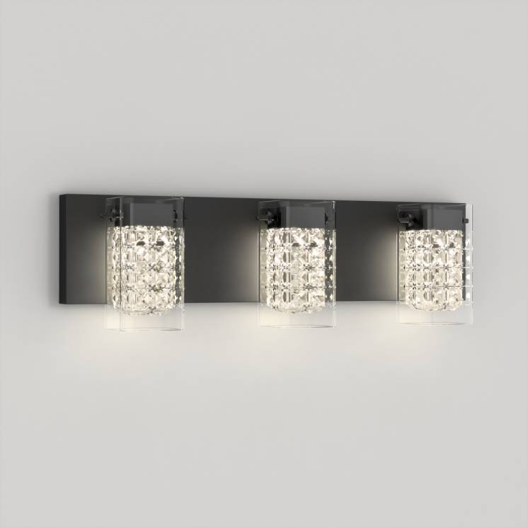 Crystal Cube LED bathroom vanity light 5 CCT black | Artika