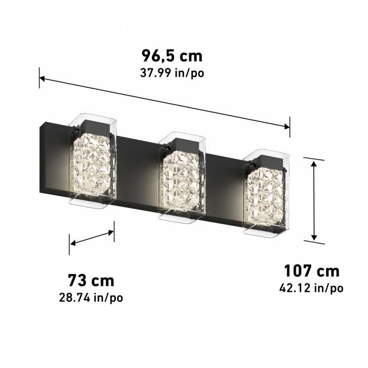 Crystal Cube LED bathroom vanity light 5 CCT black | Artika