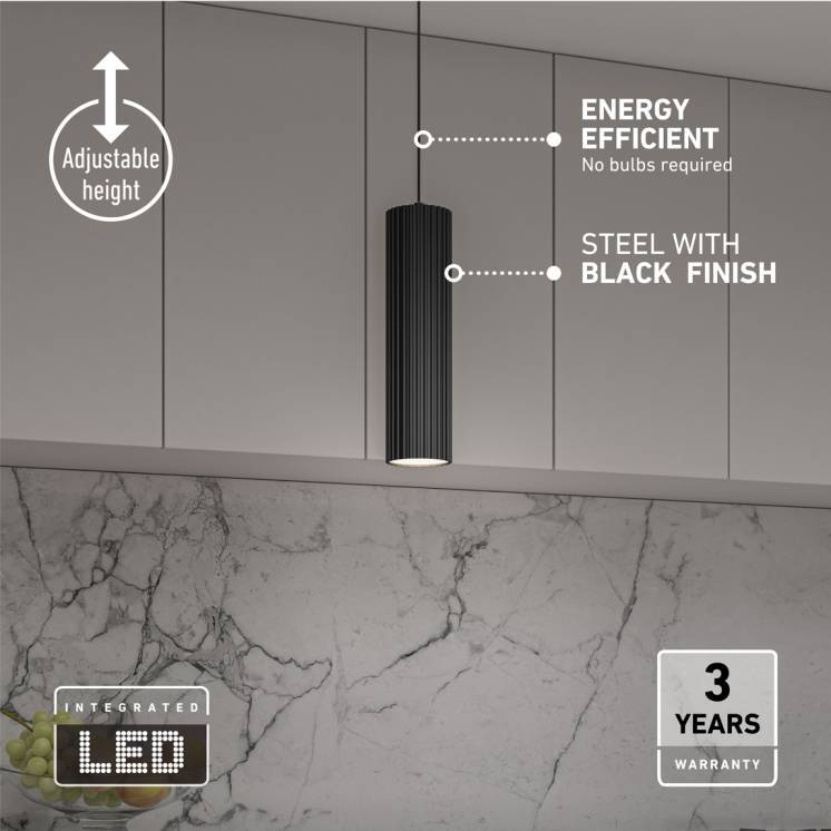 Groove Integrated LED Pendant Light 3CCT Black | Artika