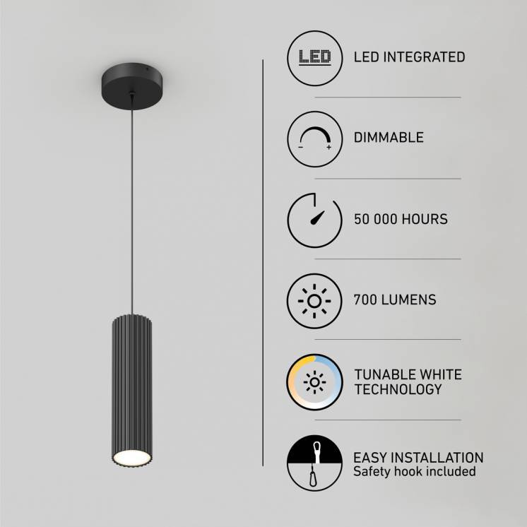 Groove Integrated LED Pendant Light 3CCT Black | Artika