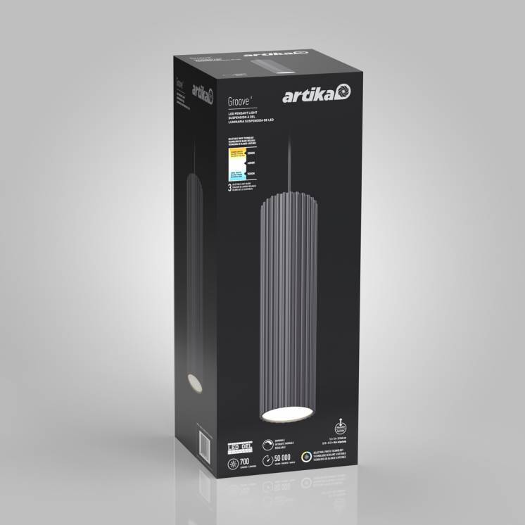 Groove Integrated LED Pendant Light 3CCT Black | Artika