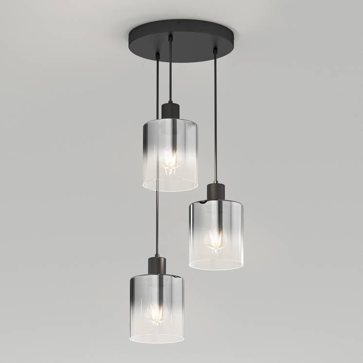 Haze modern 3-light pendant light black glass | Artika