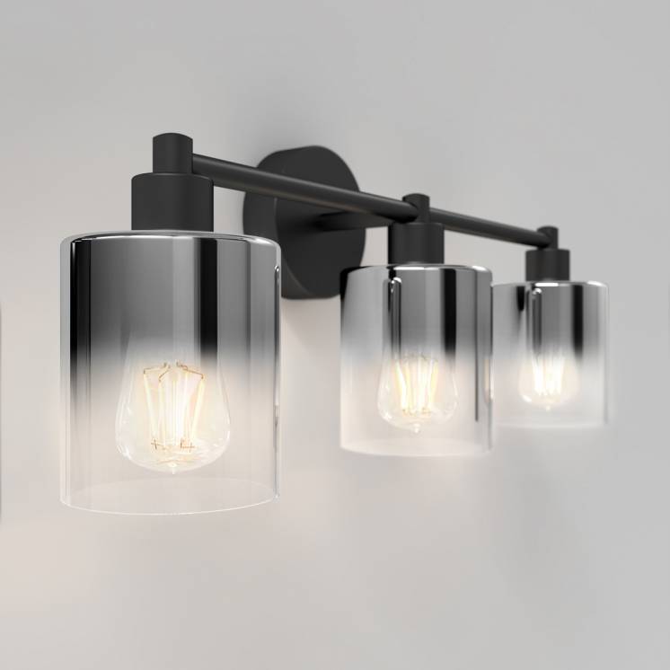 Haze modern 3-light bathroom vanity light black glass | Artika