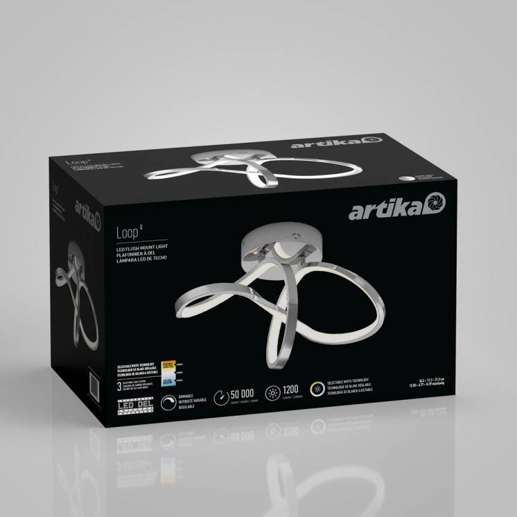 Loop modern LED flush mount light 3 CCT chrome | Artika