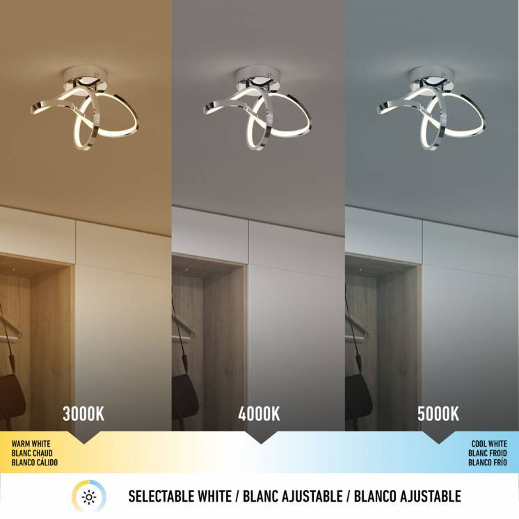 Loop modern LED flush mount light 3 CCT chrome | Artika