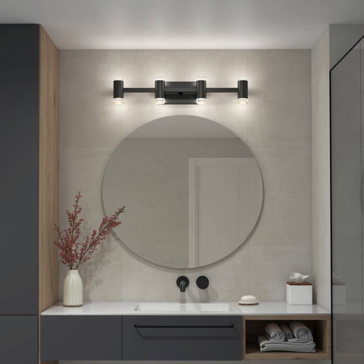 Mist modern LED bathroom vanity light 5 CCT black | Artika