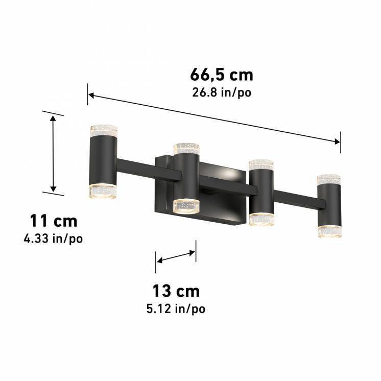 Mist modern LED bathroom vanity light 5 CCT black | Artika
