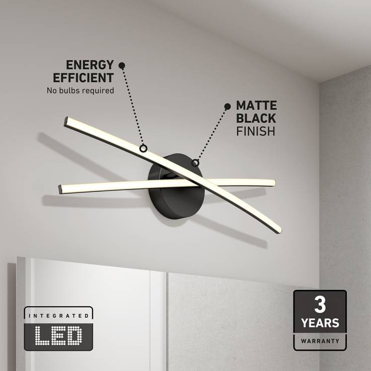 Orly modern LED bathroom vanity light 3 CCT black | Artika