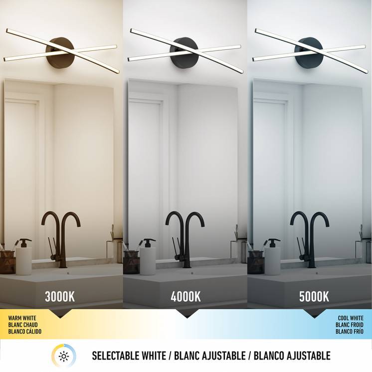 Orly modern LED bathroom vanity light 3 CCT black | Artika