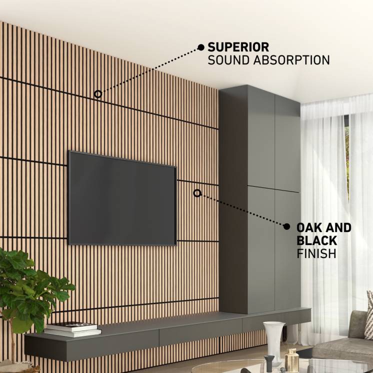 Sonolok 15.5 ft sound-absorbing wall panel kit oak and black | Artika