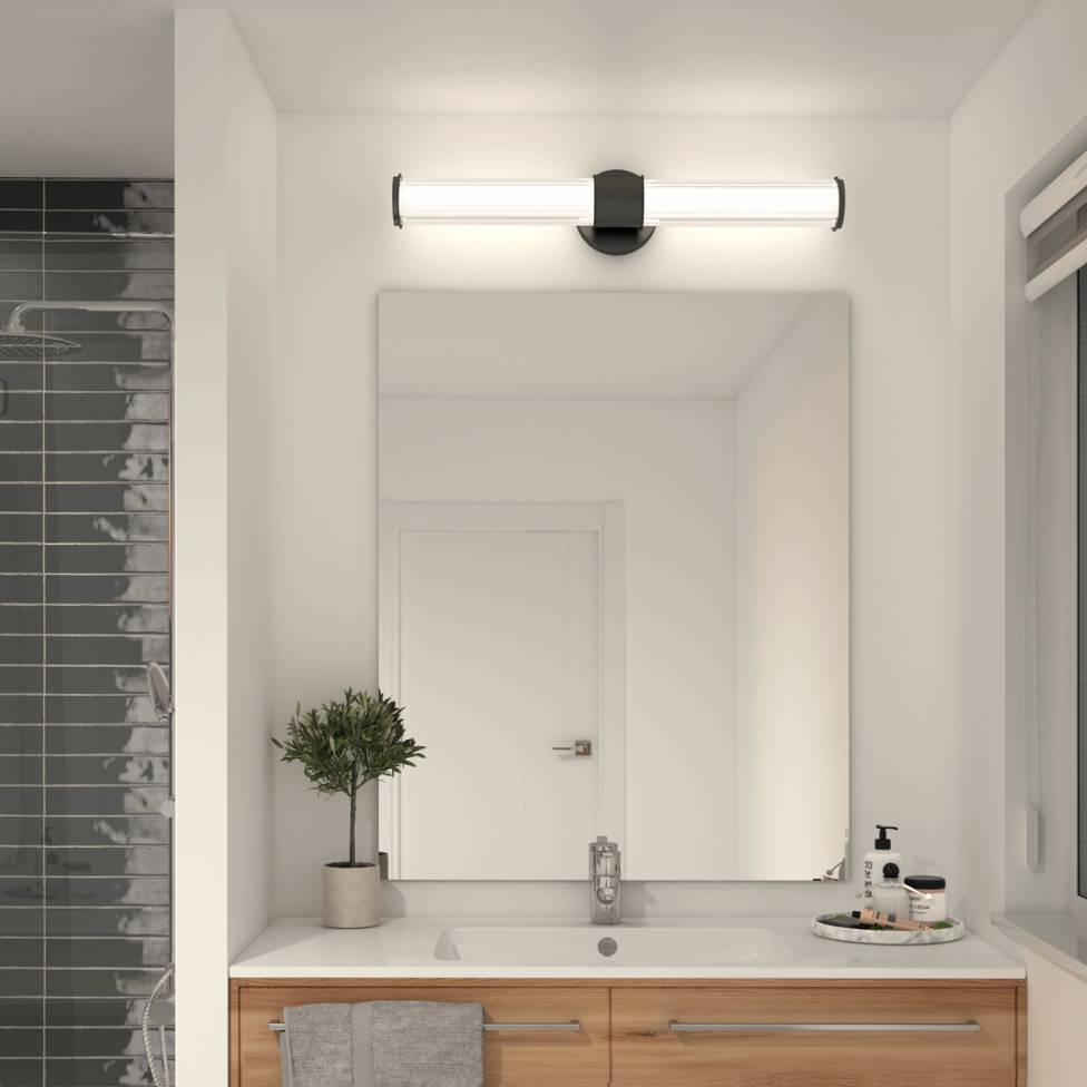 Kendra LED contemporary bathroom vanity light black | Artika